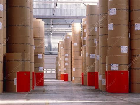 Stacks Of Manufactured Paper Reels In A Warehouse Stock Image T926 0057 Science Photo Library