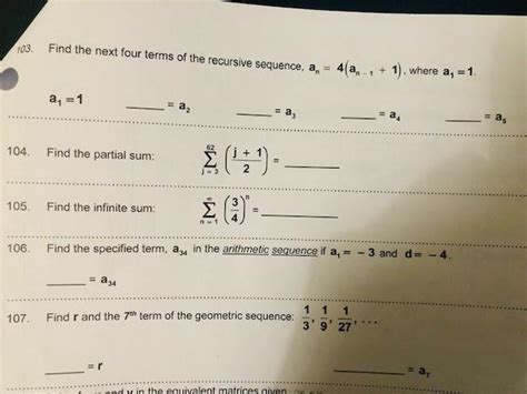Solved 103 Find The Next Four Terms Of The Recursive