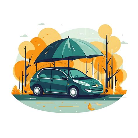 Premium AI Image Flat Illustration Car Insurance Ai Generative