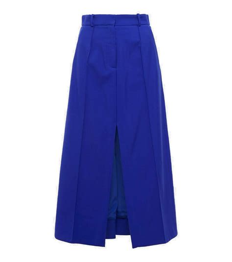 Alexander Mcqueen High Rise Wool Midi Skirt Alexander Mcqueen
