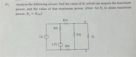 Solved Analyze The Following Circuit Find The Value Of Chegg