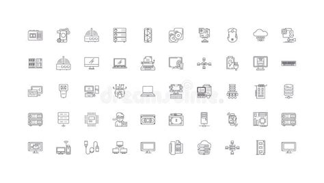 computer technology set ideas linear icons line signs set vector collection stock vector