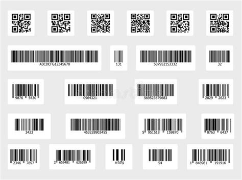 Bar And Qr Codes On White Stickers Set Stock Vector Illustration Of