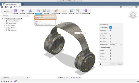 How To Repair Self Intersecting T Spline Errors In Fusion 360 Product