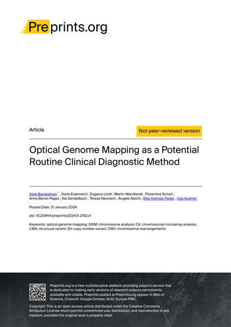Pdf Optical Genome Mapping As A Potential Routine Clinical Diagnostic