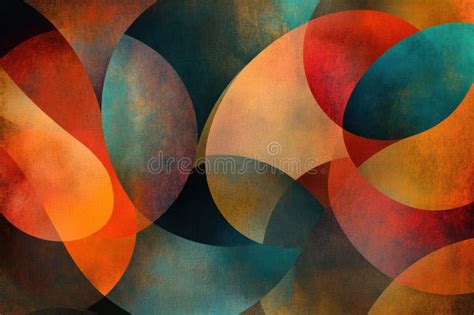 Abstract Art With Overlapping Circular Shapes And Earth Tones Stock