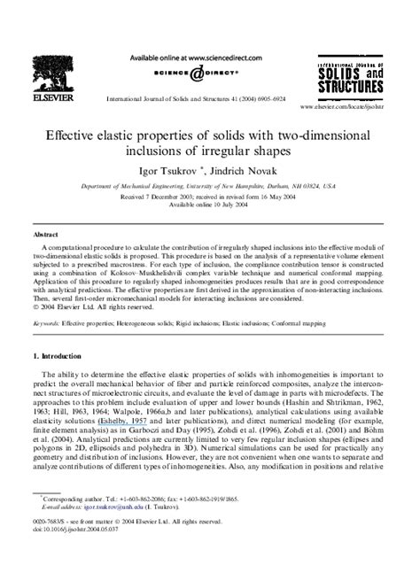 Pdf Effective Elastic Properties Of Solids With Two Dimensional