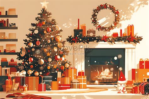 크리스마스 트리 아래 선물 상자 일러스트 무료 다운로드 Lovepik