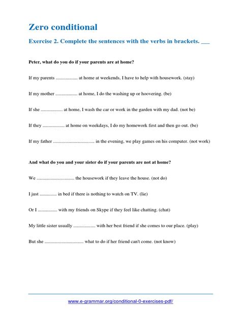 zero conditional exercise 2 pdf