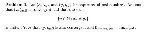 solved problem 1 let xn nen and yn nen be sequences of