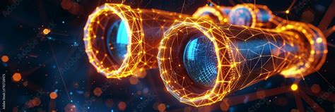 Yellow Binocular With Data Streams Ai In Visual Recognition Systems