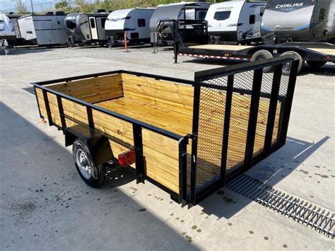 2024 amo 5x10 wood high side angle iron utility landscape trailer 2200