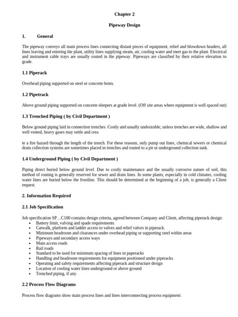 Cap 2 Plant Layout Pipeway Design Pdf Drainage Pipe Fluid