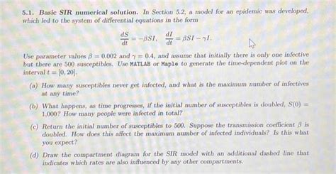 solved 5 1 basic sir numerical solution in section 5 2 a