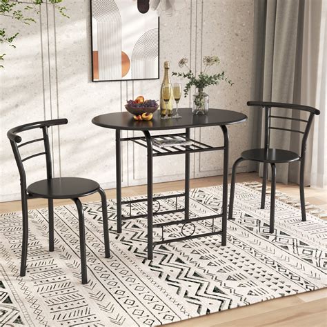 Atlantic Small Space 3 Pc Dining Set Wood And Black Metal