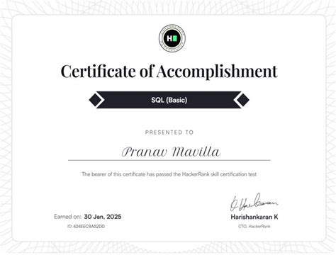 pranav mavilla on linkedin sql certification learning databasemanagement hackerrank…