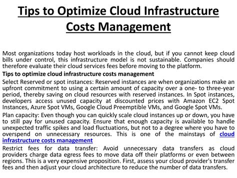 Ppt Tips To Optimize Cloud Infrastructure Costs Management Powerpoint Presentation Id 11653375