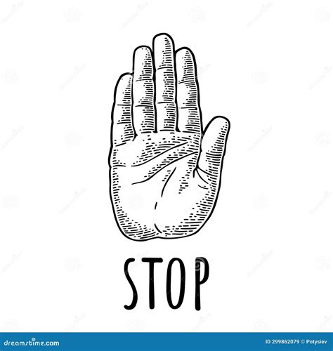 Hand Showing Stop Gesture Front View Stock Illustration Illustration