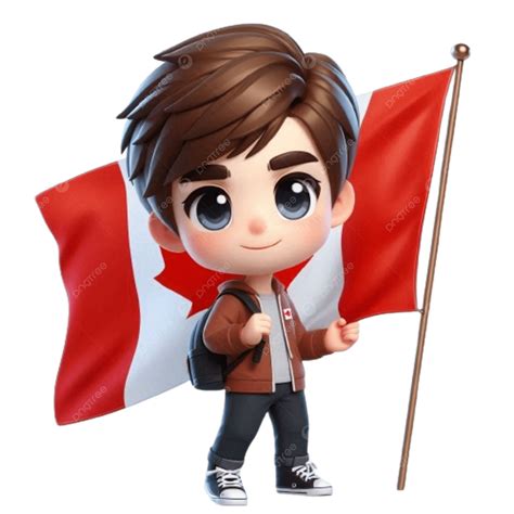 캐나다 국기를 들고 있는 만화 소년이 있어요 캐나다 국기를 들고 있는 만화 소년이 있어요 캐나다 독립 기념일 만화 소년 Png 일러스트 및 이미지 에 대한 무료