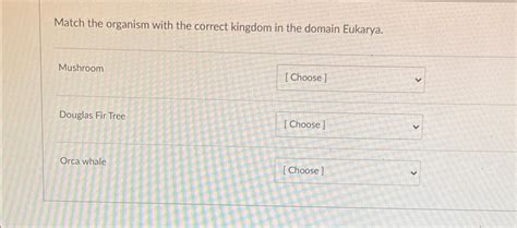 Match The Organism With The Correct Kingdom In The