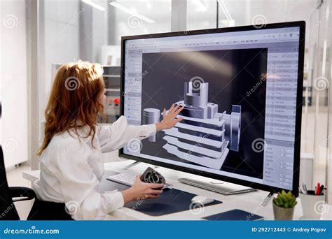 engineer doing 3d cad model design on computer stock image image of model electronics 292712443