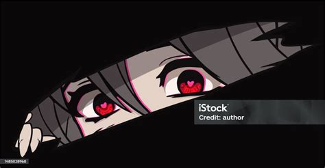 Anime Manga Eyes Looking From A Paper Tear Stock Illustration
