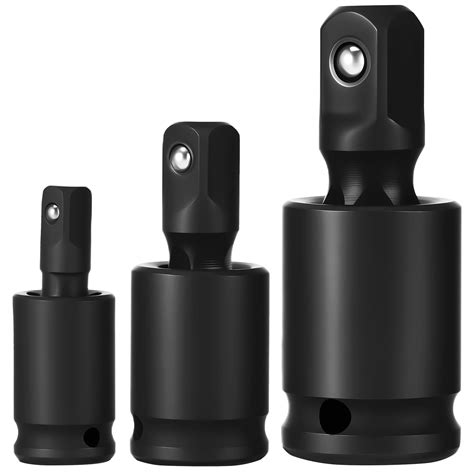 3pcs Universal Joint Swivel Socket Adapter Set 1 4 Inch 3 8 Inch 1 2