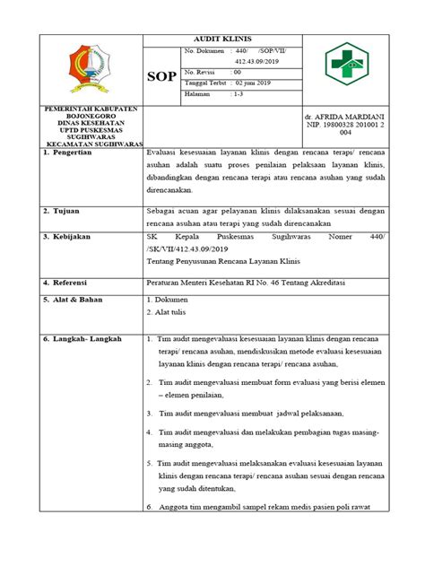 Sop Audit Klinis Pdf