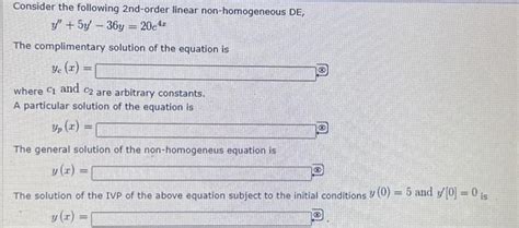 Solved Consider The Following 2nd Order Linear