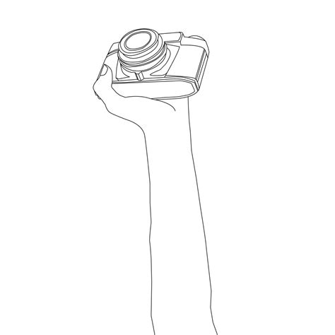 Premium Vector One Line Drawing Hand Holding Camera And Outline