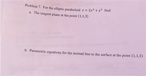 solved problem 7 ﻿for the elliptic paraboloid z 2x2 y2