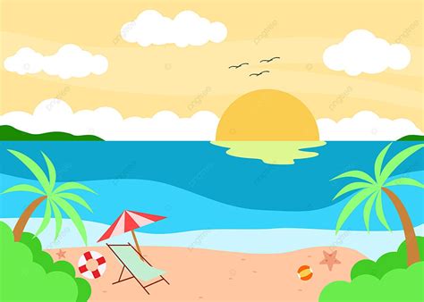 Summer Beach Sunset Vector Background Wallpaper Design Free Download