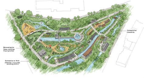 Illustrative Map Of A Triangular Park Featuring Diverse Elements