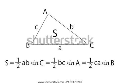Formulas Finding Area Triangle Using Trigonometric เวกเตอร์สต็อก ปลอด