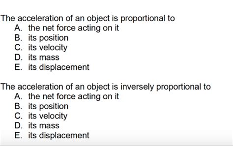 Solved The Acceleration Of An Object Is Proportional To A