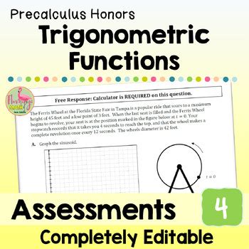 Trigonometric Functions Assessments PreCalculus Unit TPT