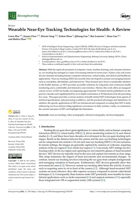 Pdf Wearable Near Eye Tracking Technologies For Health A Review