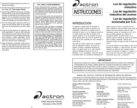 Actron Inductive Timing Light Users Manual