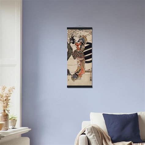 Ukiyo E Cherry Blossom Girl Poster Japanese Art Print With Wood