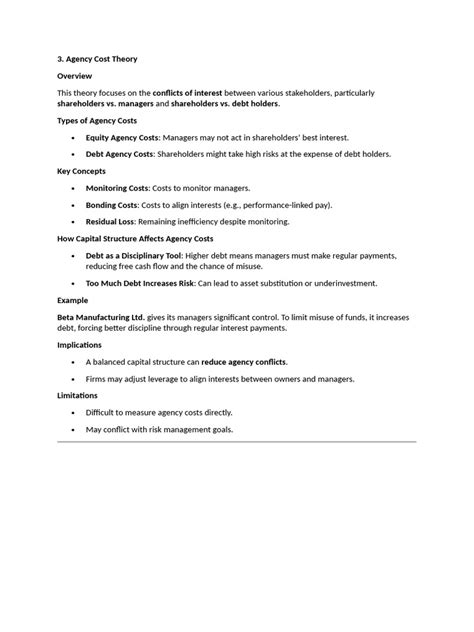 Agency Cost Theory Pdf