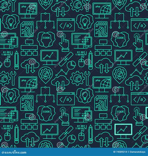 Programming Seamless Pattern With Thin Line Icons Developer Code