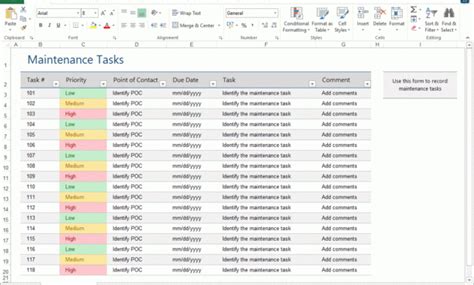 Maintenance Plan Template Checklist Log Ms Wordexcel Throughout Computer Maintenance Report
