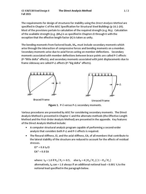 Direct Analysis Method For Steel Design Pdf Structural Analysis