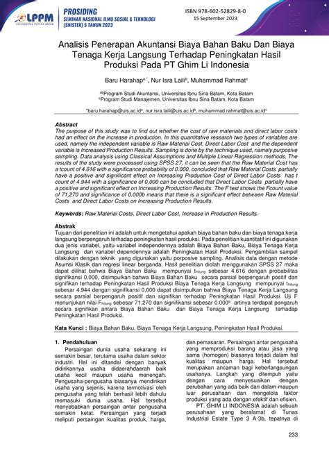 PDF Analisis Penerapan Akuntansi Biaya Bahan Baku Dan Biaya Tenaga Kerja Langsung Terhadap
