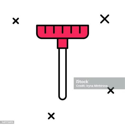 흰색 배경에 격리 된 윤곽 정원 레이크 아이콘을 채웠습니다 원예 농업 농업을위한 도구 지상 재배자 하우스 키핑 장비 벡터 가득 찬에 대한 스톡 벡터 아트 및 기타 이미지