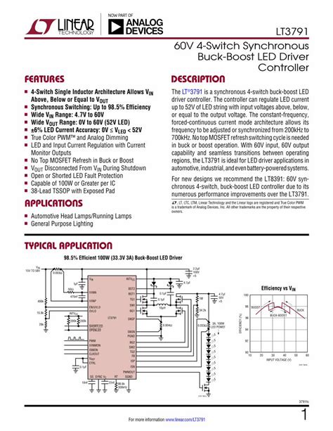 PDF LT V Switch Synchronous Buck Boost LED Driver