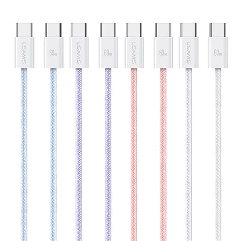 Usams Us Sj U Pd W Usb C Type C To Usb C Type C Rainbow Braided Fast Charging Data Cable
