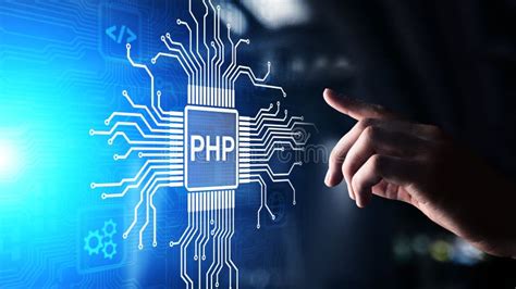 PHP Web Development And Coding Internet And Technology Concept On Virtual Screen Stock Image