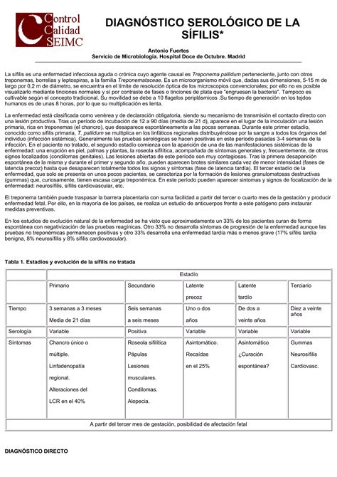 Diagnostico Serologico De La Sifilispdf