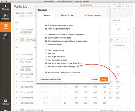 OpenCutList No Edge Banding Columns Extensions SketchUp Community